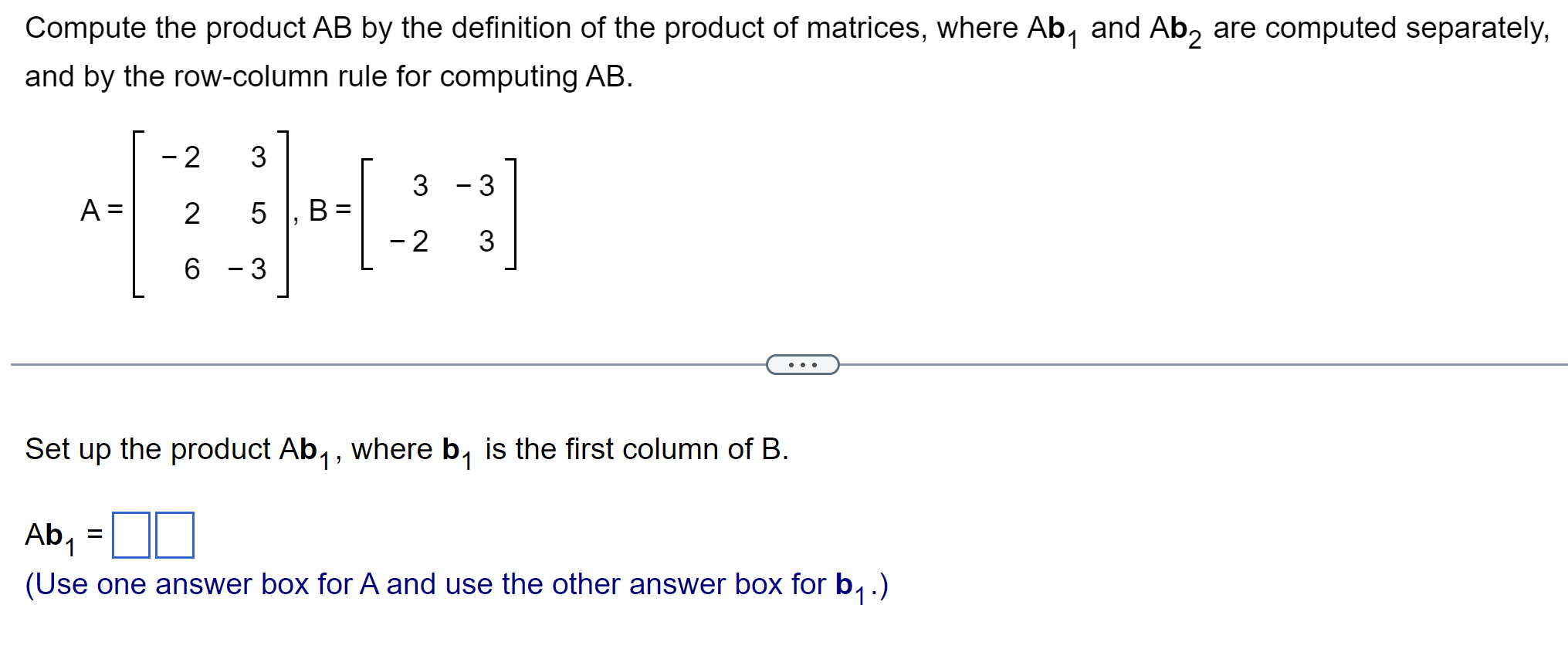 Solved Compute the product AB by the definition of the | Chegg.com