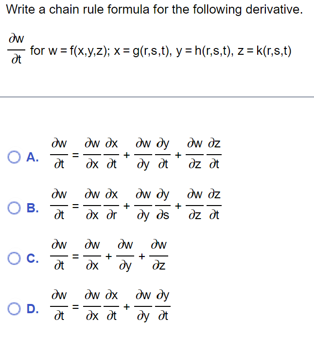 Solved Write a chain rule formula for the following | Chegg.com
