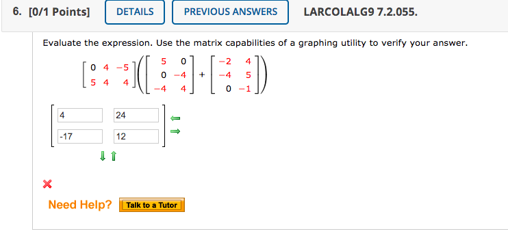 Solved 4 [0 1 Points] Details Previous Answers Larcolalg9