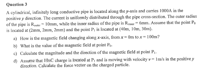 [Solved]: A cylindrical, infinitely long conductive pipe is