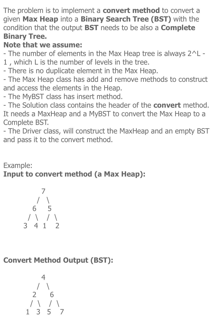 Solved The problem is to implement a convert method to | Chegg.com