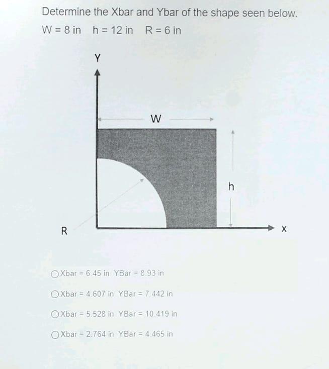 Solved Determine the Xbar and Ybar of the shape seen below. | Chegg.com