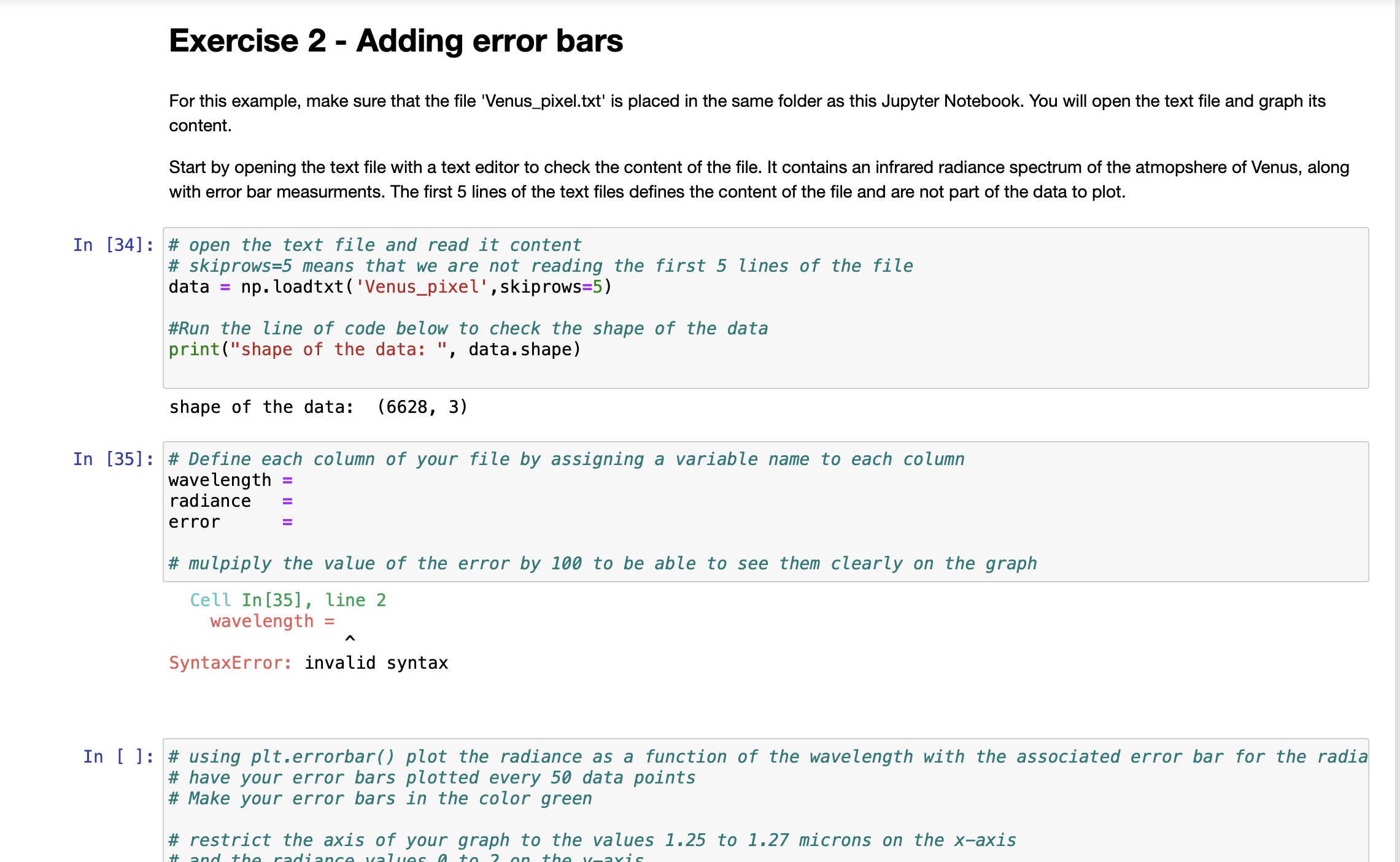 Solved Exercise 2 - Adding error bars For this example, make | Chegg.com