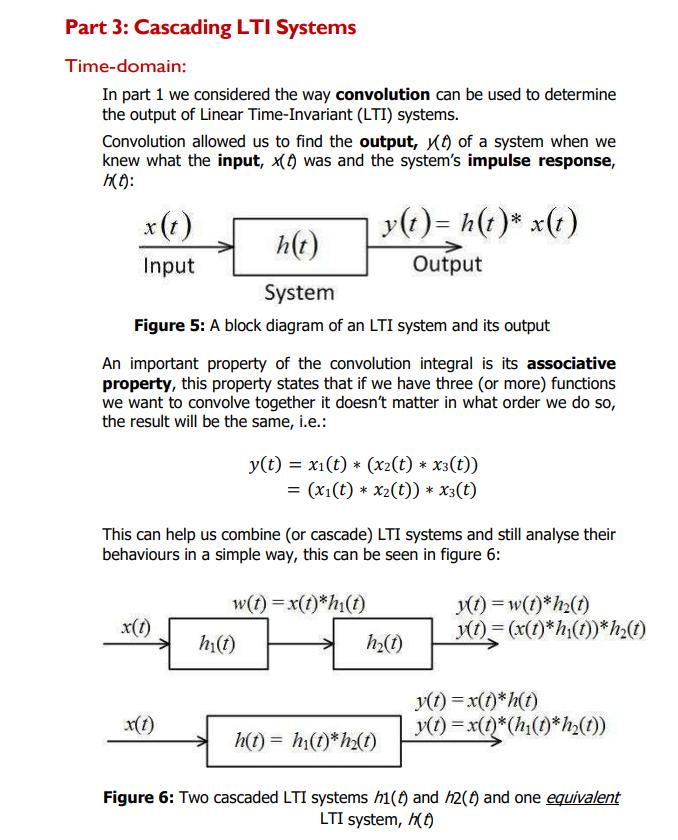 Part 3: Cascading LTI Systems Time-domain: In part 1 | Chegg.com