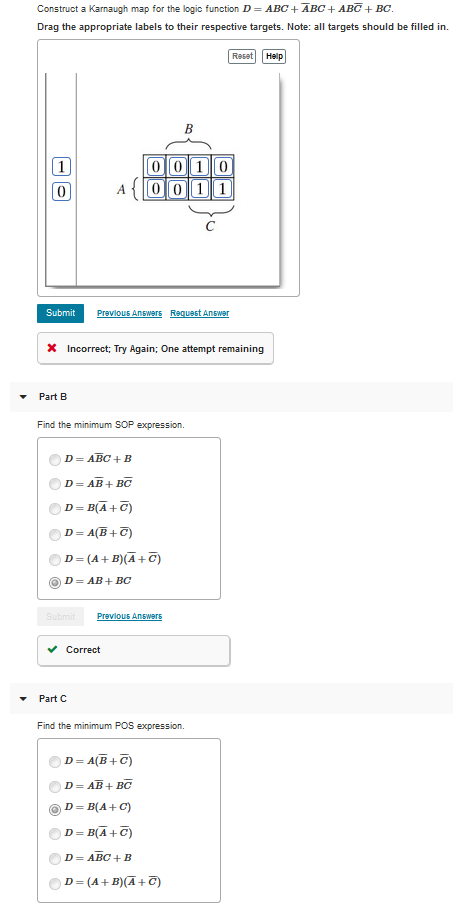 Solved Construct a Karnaugh map for the logic function D | Chegg.com