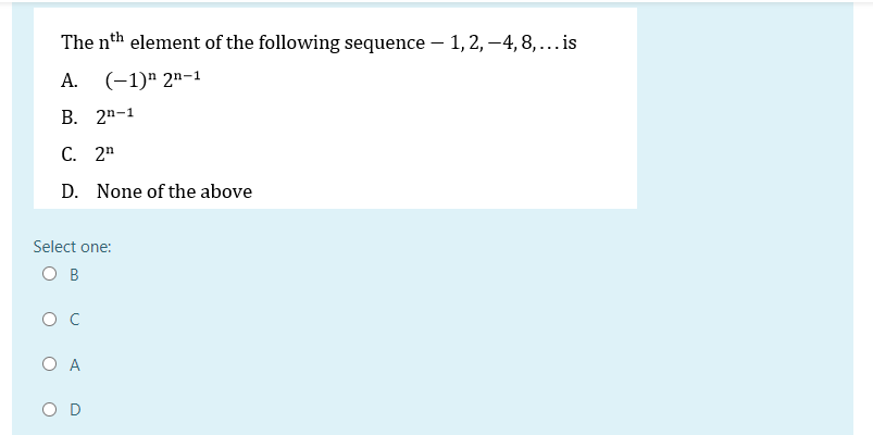 Solved The nth element of the following sequence – 1, 2, | Chegg.com