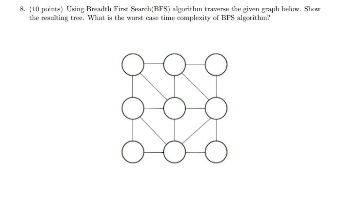 Solved 8. (10 points) Using Breadth First Search(BFS) | Chegg.com