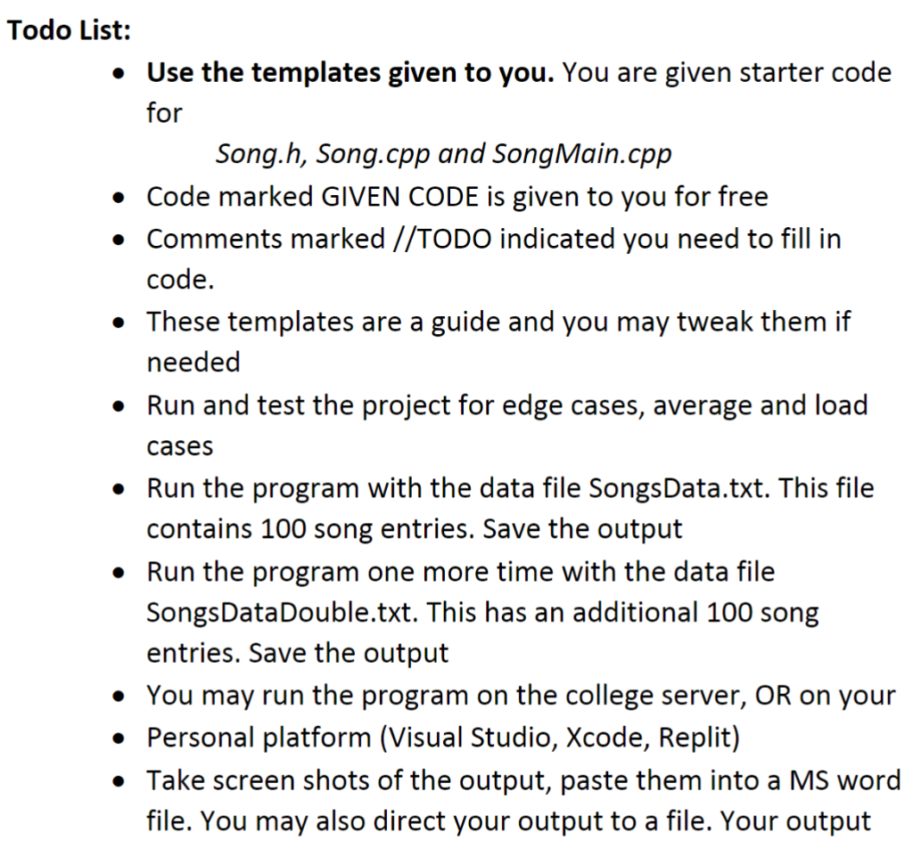 Solved \# Write a class called Song in a file called Song.h | Chegg.com