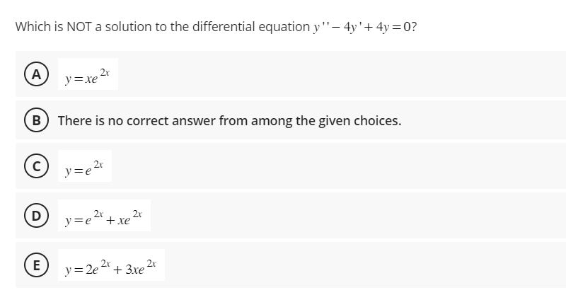 Solved Which is NOT a solution to the differential equation | Chegg.com