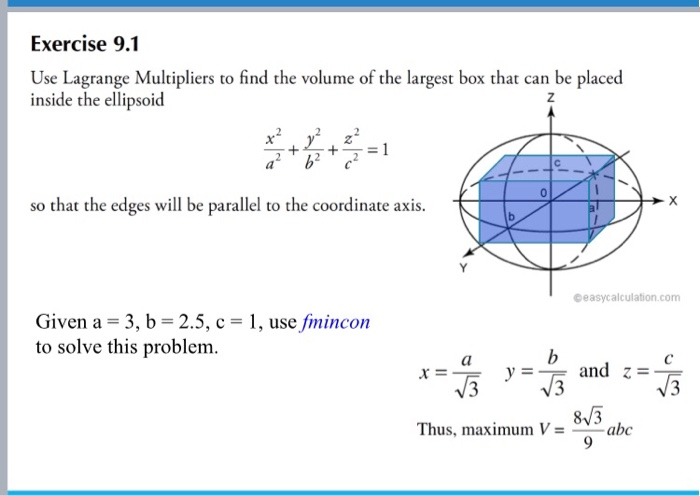 Exercise 9.1 Use Lagrange Multipliers to find the | Chegg.com