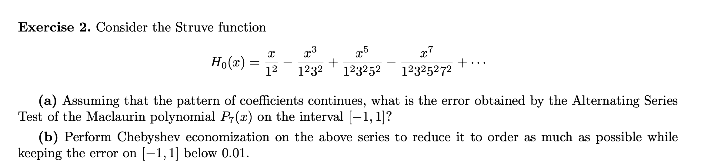 Exercise 2. Consider the Struve function | Chegg.com