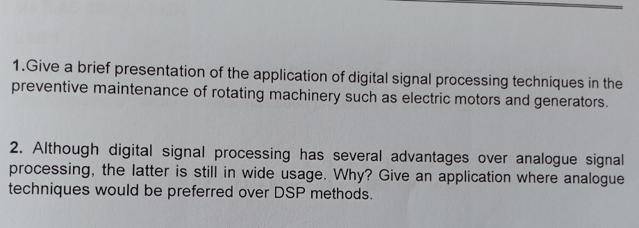 Solved 1.Give a brief presentation of the application of | Chegg.com