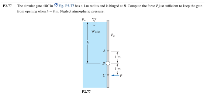 Solved P2.77 The circular gate ABC in Fig. P2.77 has a l-m | Chegg.com
