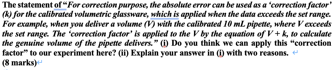 Solved The statement of "For correction purpose, the | Chegg.com