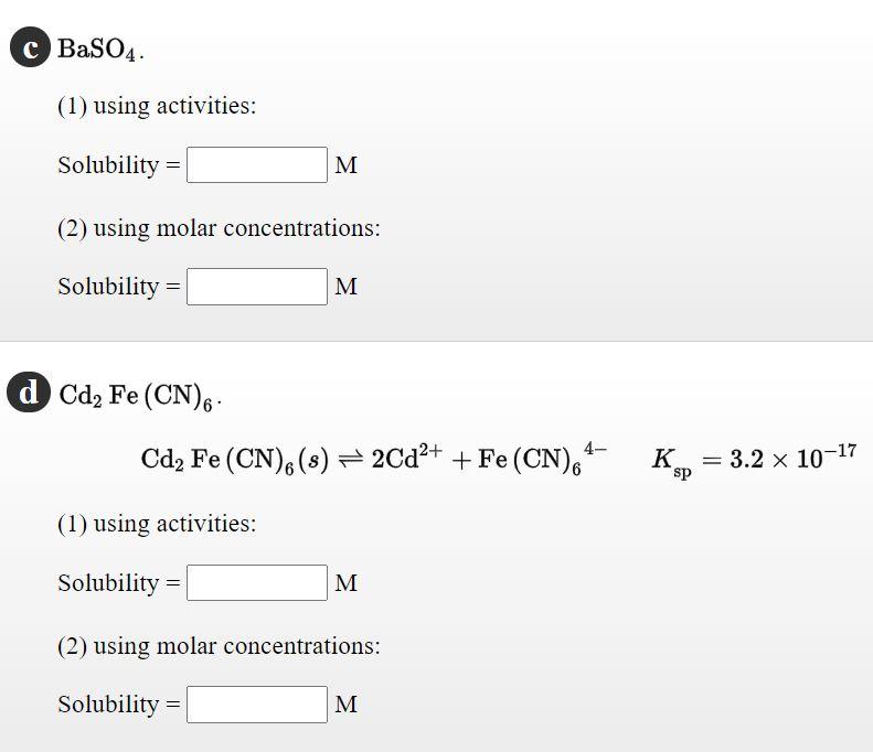 Solved Calculate the solubilities of the following compounds | Chegg.com