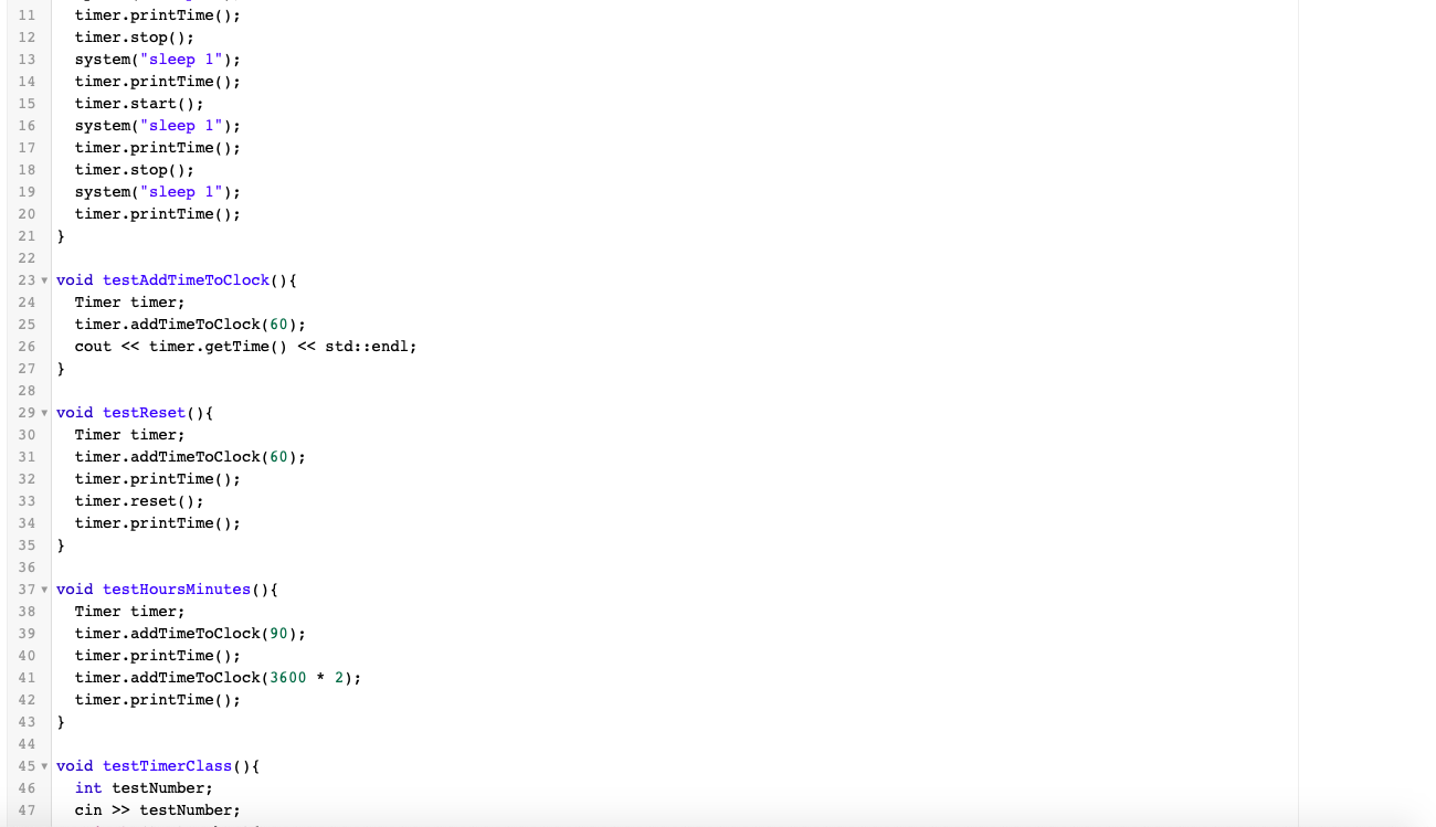 Solved Timer Class Concepts tested: Classes 1) Write a class | Chegg.com