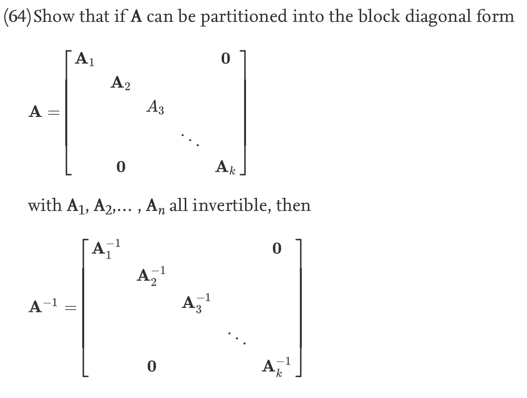 Solved (64) Show that if A can be partitioned into the block | Chegg.com