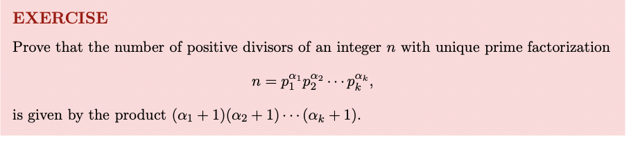 Solved EXERCISE Prove that the number of positive divisors | Chegg.com