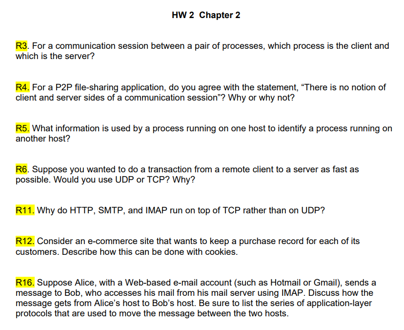 Solved R3. For a communication session between a pair of | Chegg.com