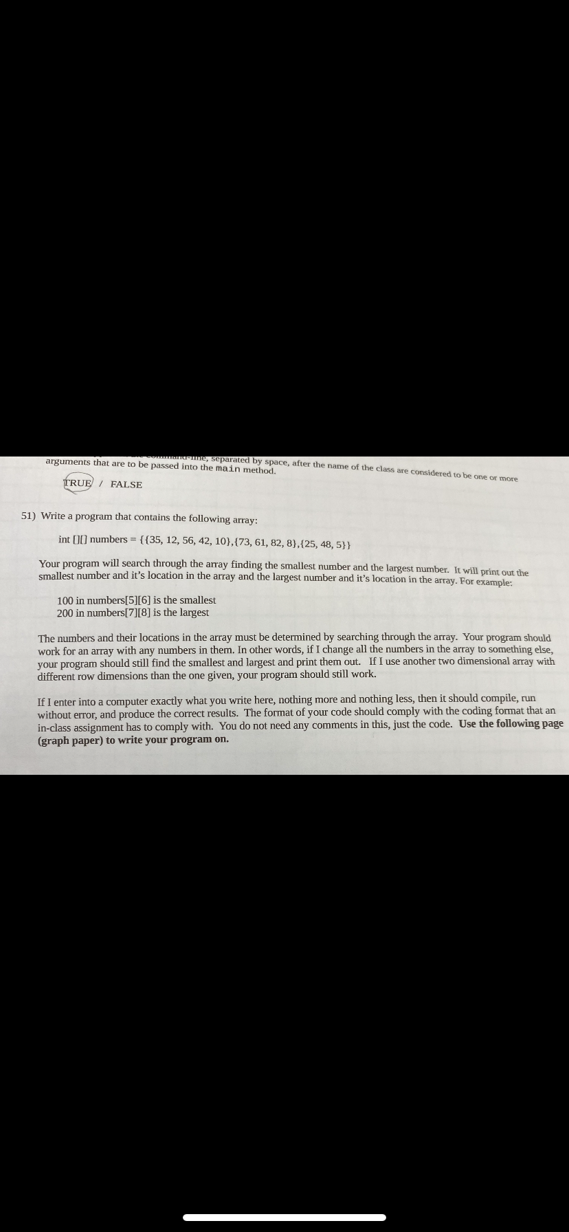 Solved arguments that are to be passed into the main method. | Chegg.com