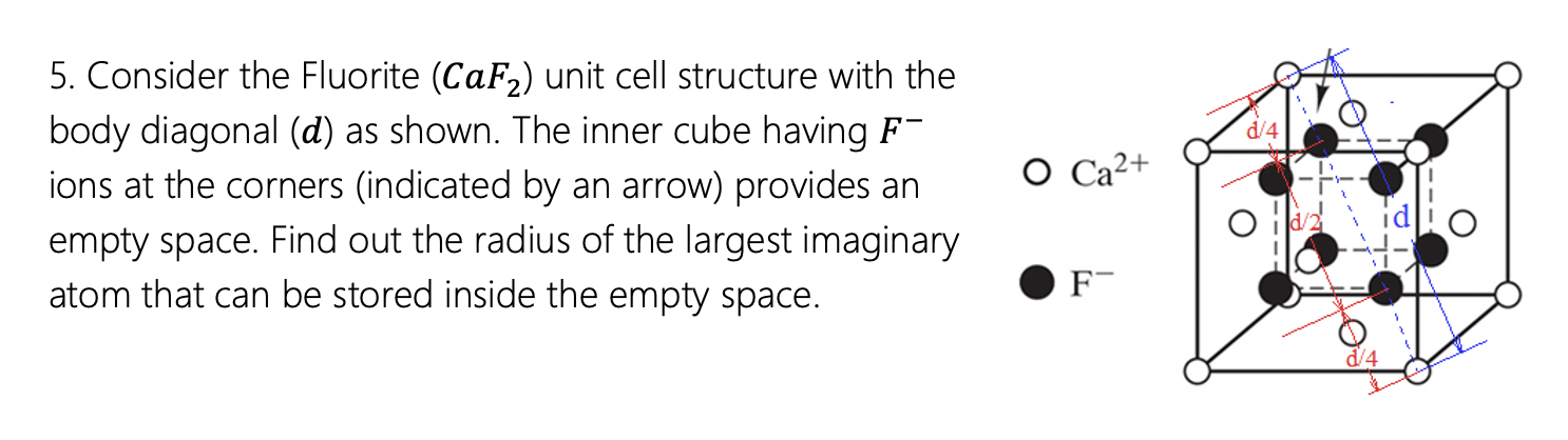 Solved d4 5. Consider the Fluorite (CaF2) unit cell | Chegg.com