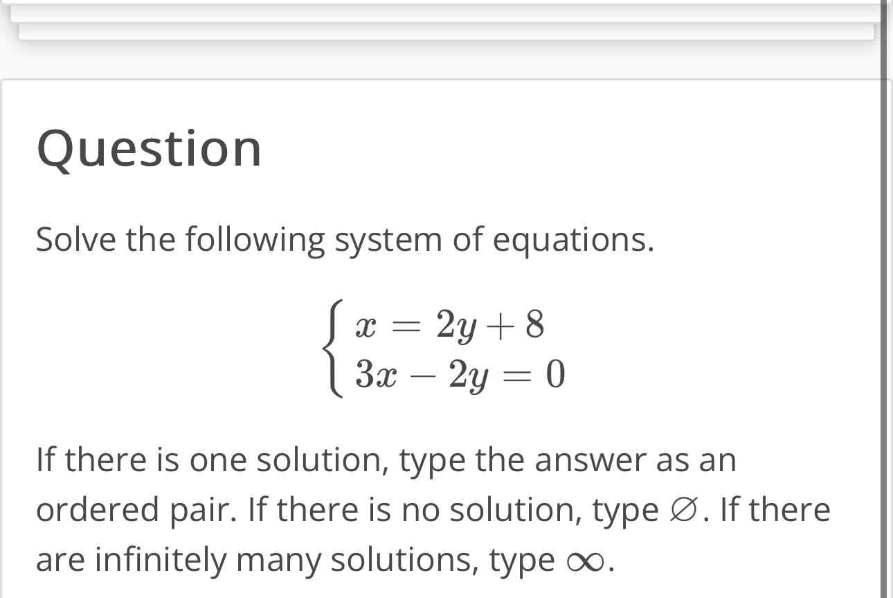 Solved QuestionSolve the following system of | Chegg.com