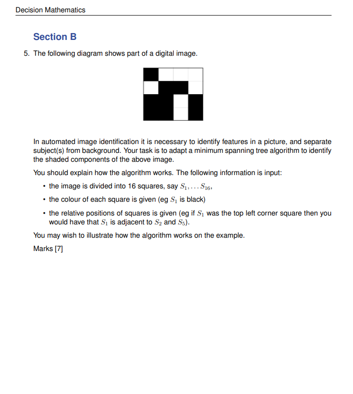 Solved Decision Mathematics Section B 5. The following | Chegg.com