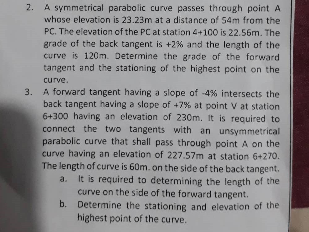 Solved symmetrical parabolic curve passes through point A | Chegg.com