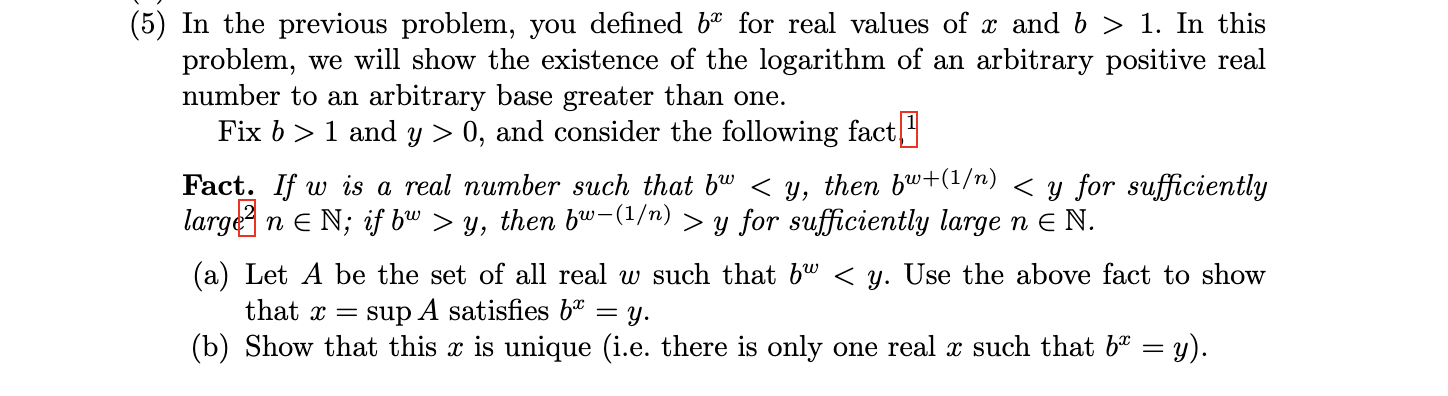 Solved 5) In the previous problem, you defined bx for real | Chegg.com