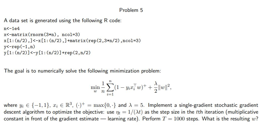 Problem 5 A data set is generated using the following | Chegg.com