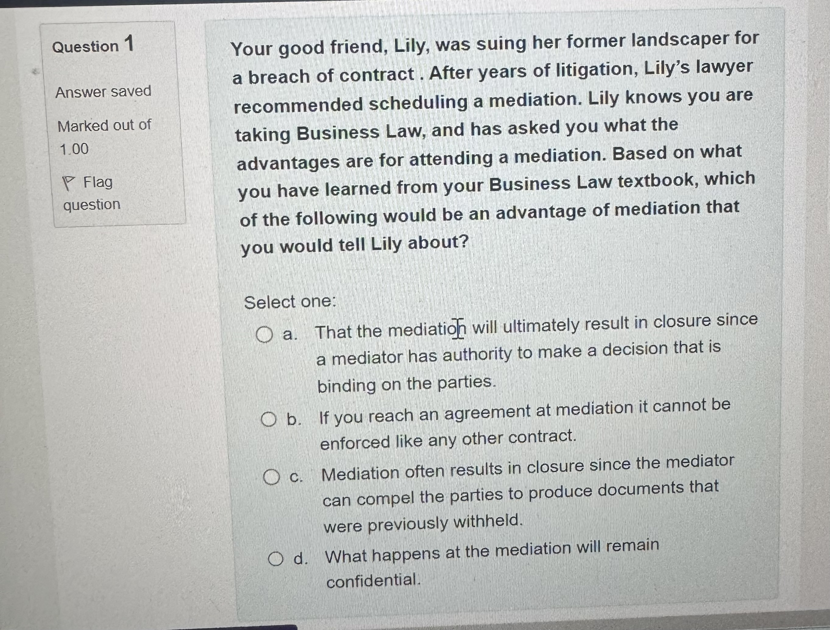 Solved Your good friend, Lily, was suing her former | Chegg.com