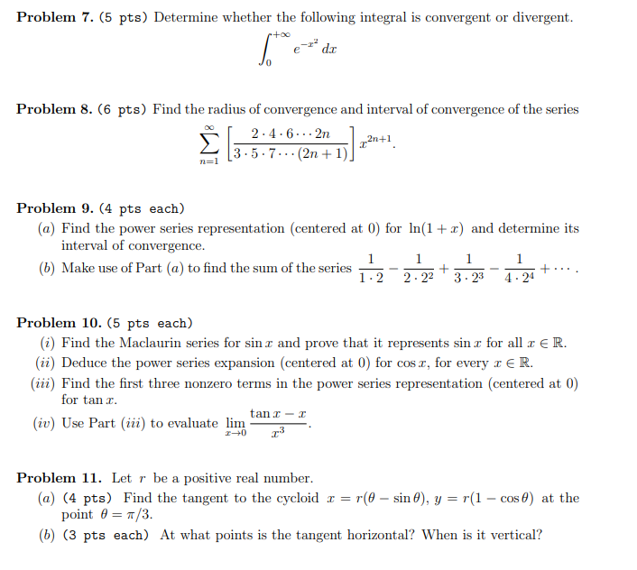 Solved Problem 7. (5 pts) Determine whether the following | Chegg.com