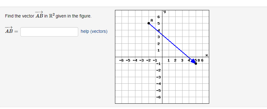 Solved 9 Find the vector AB in R2 given in the figure. 6 A 5 | Chegg.com