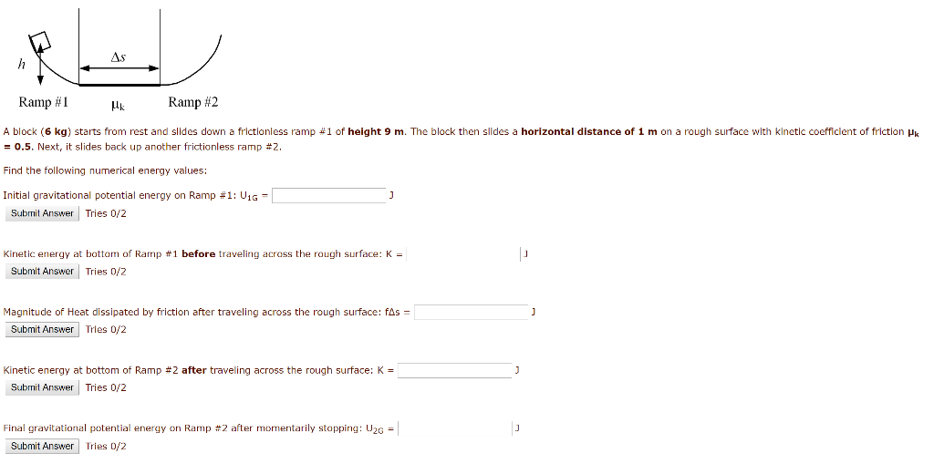 Solved As Ramp#1 Ramp #2 A block (6 kg) starts from rest and | Chegg.com