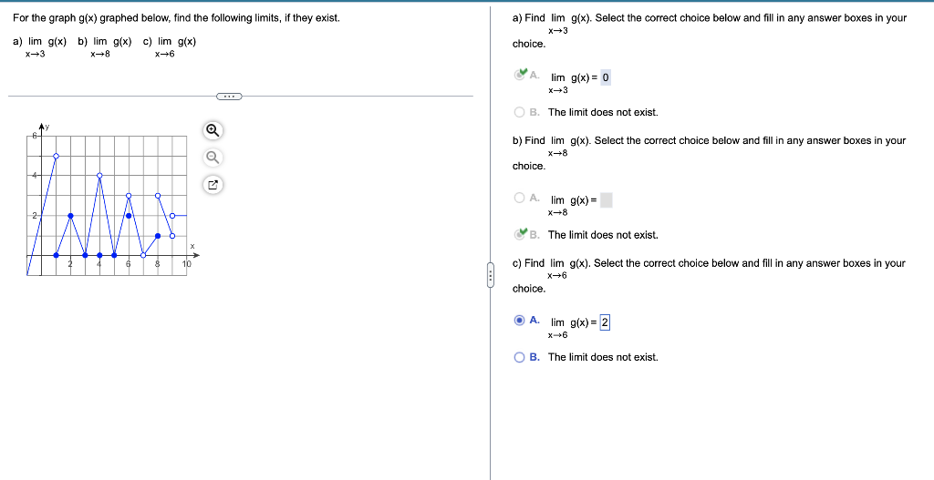 For the graph g(x) graphed below, find the following | Chegg.com