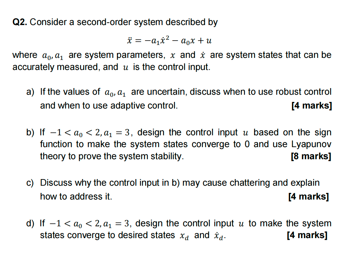 Solved Q2. Consider a second-order system described by \\[ | Chegg.com