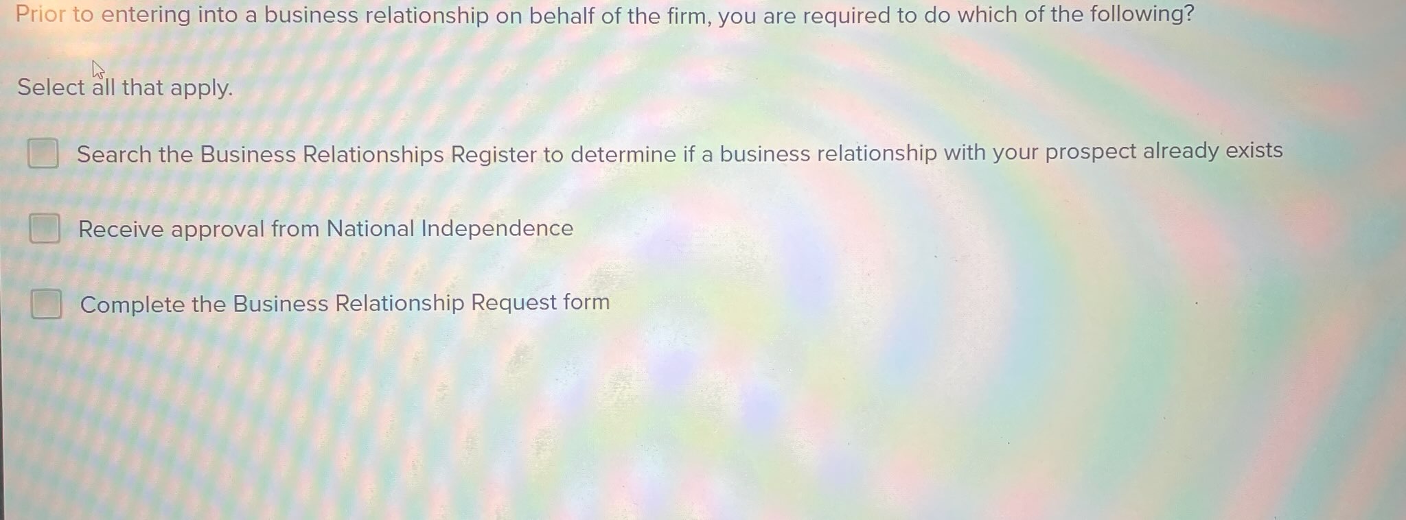 Solved Prior to entering into a business relationship on | Chegg.com