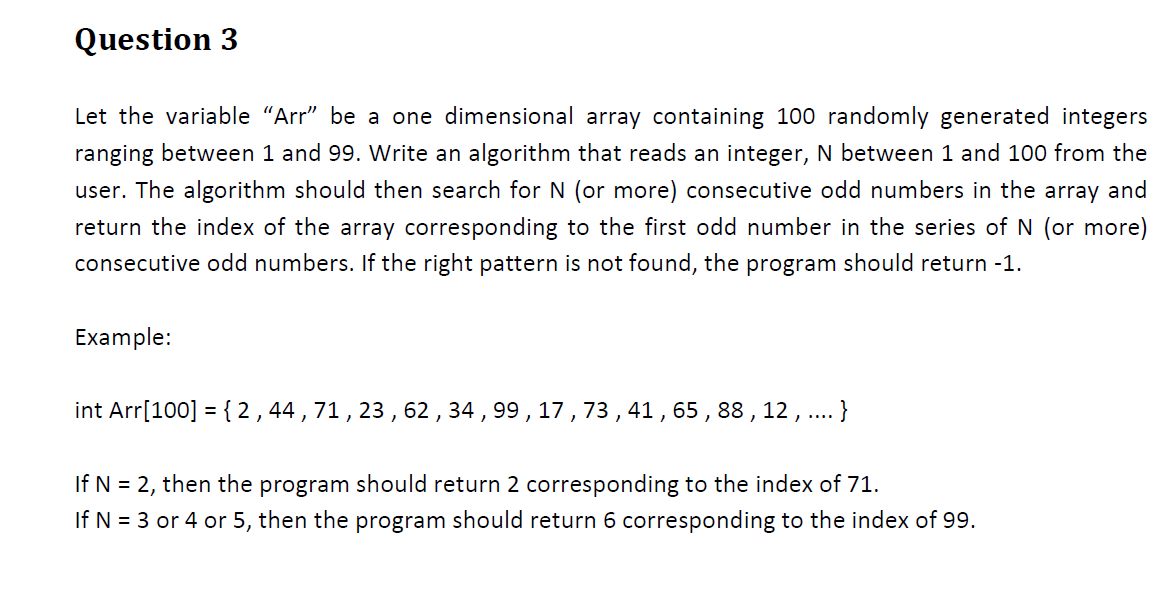 Solved Question 3 Let the variable “Arr” be a one | Chegg.com