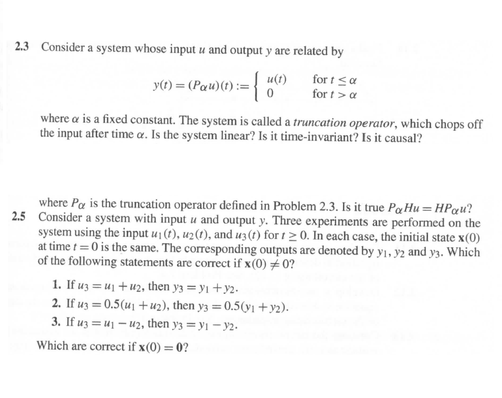 Solved 2.3 Consider a system whose input u and output y are | Chegg.com