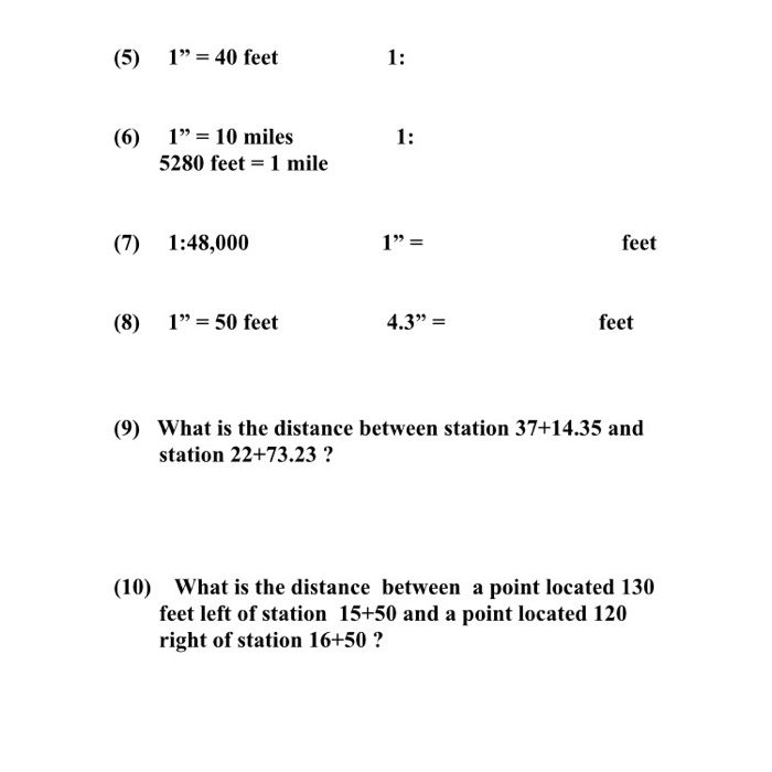 Solved (5) 1,,-40 feet 1: (6) 1,,-10 miles 5280 feet 1 mile | Chegg.com