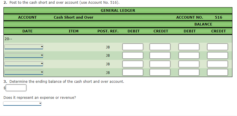 Solved Cash Short and Over Entries Listed below are the | Chegg.com