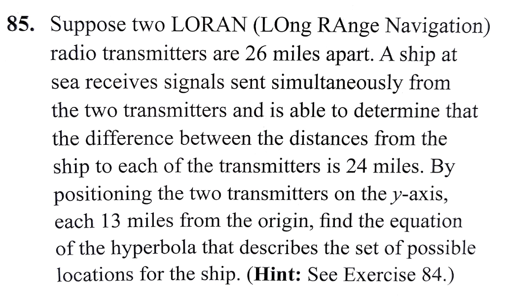 Solved 85. Suppose two LORAN (LOng RAnge Navigation) radio | Chegg.com