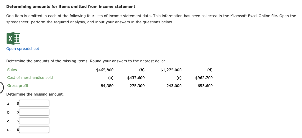 Solved Determining amounts for items omitted from income | Chegg.com