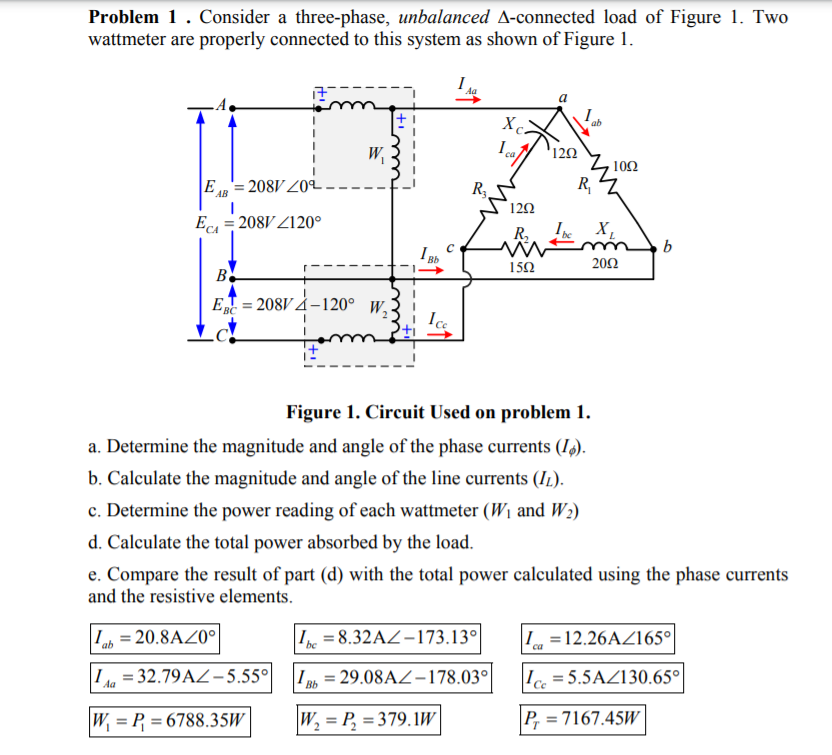 Solved Problem 1. Consider a three-phase, unbalanced | Chegg.com
