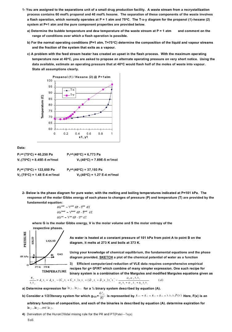 Solved 1. You are assigned to the separations unit of a | Chegg.com