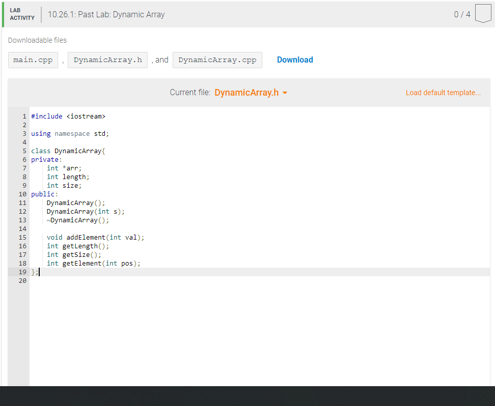 Solved You Need To Complete The Following Dynamicarray0 4230