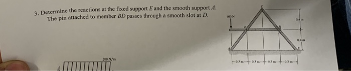 Solved 3. Determine the reactions at the fixed support E and | Chegg.com