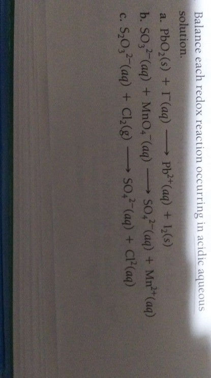 Solved Balance each redox reaction occurring in acidic | Chegg.com