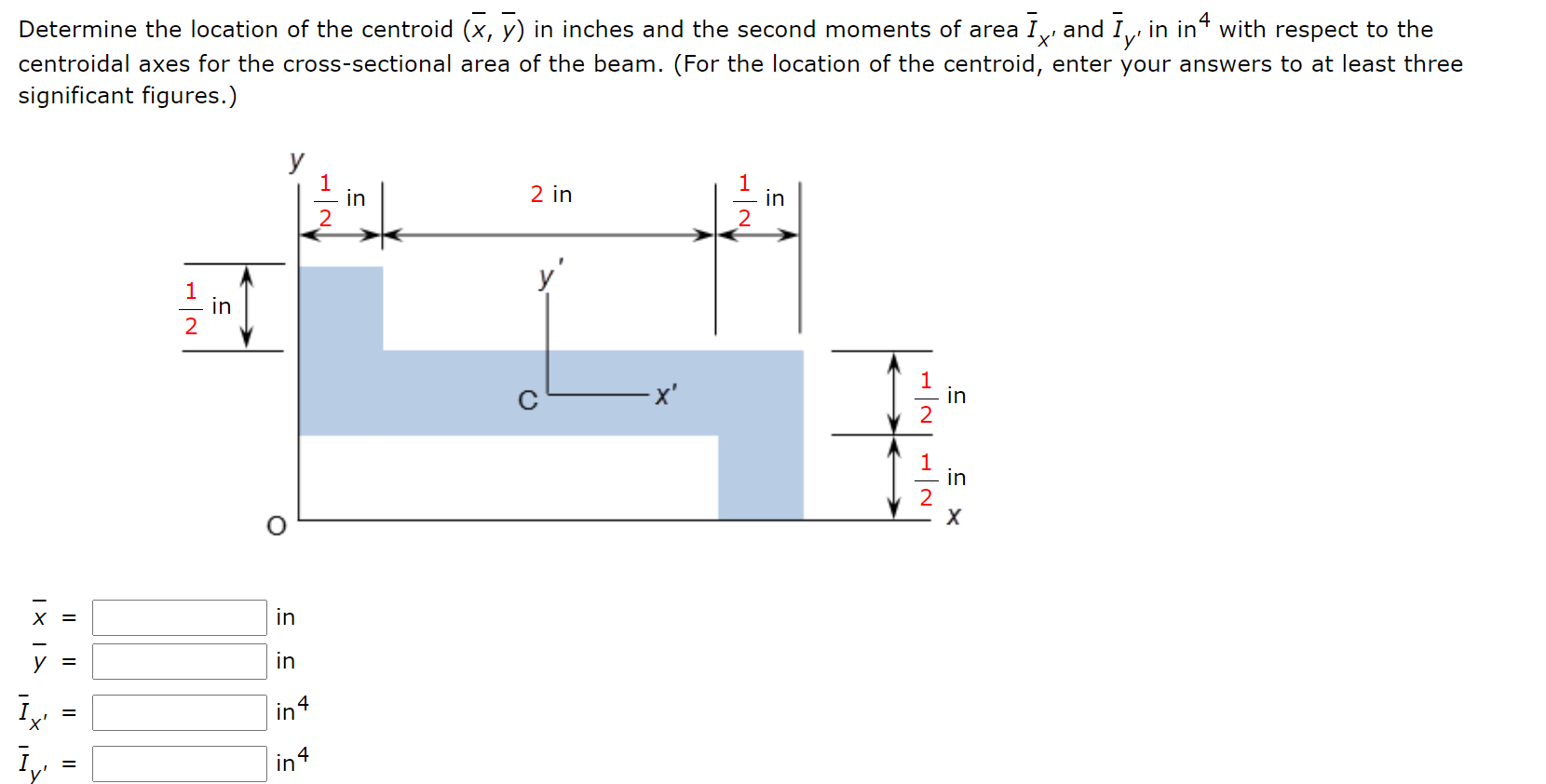 Solved Determine the location of the centroid (x, y) in | Chegg.com