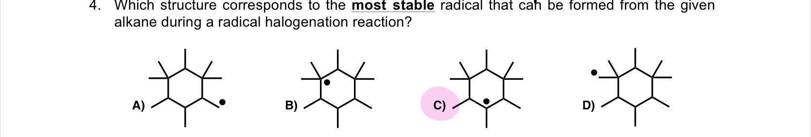 Solved 4. Which structure corresponds to the most stable | Chegg.com